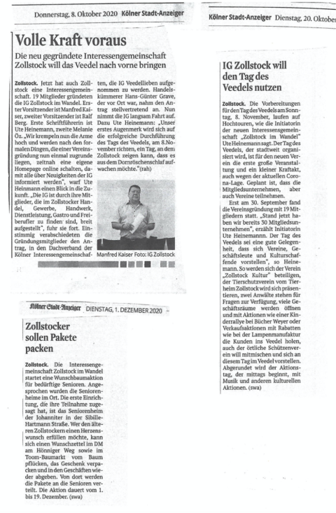 Pressebericht Kölner Stadtanzeiger: Volle Kraft voraus | Zollstock im ...